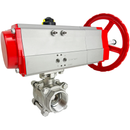 1-1/2" Pneumatic/Manual 3pc Stainless Ball Valve - Spring Return | Valworx