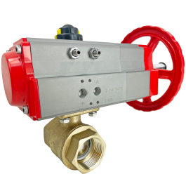 1-1/2" Pneumatic/Manual Brass Ball Valve - Spring Return | Valworx